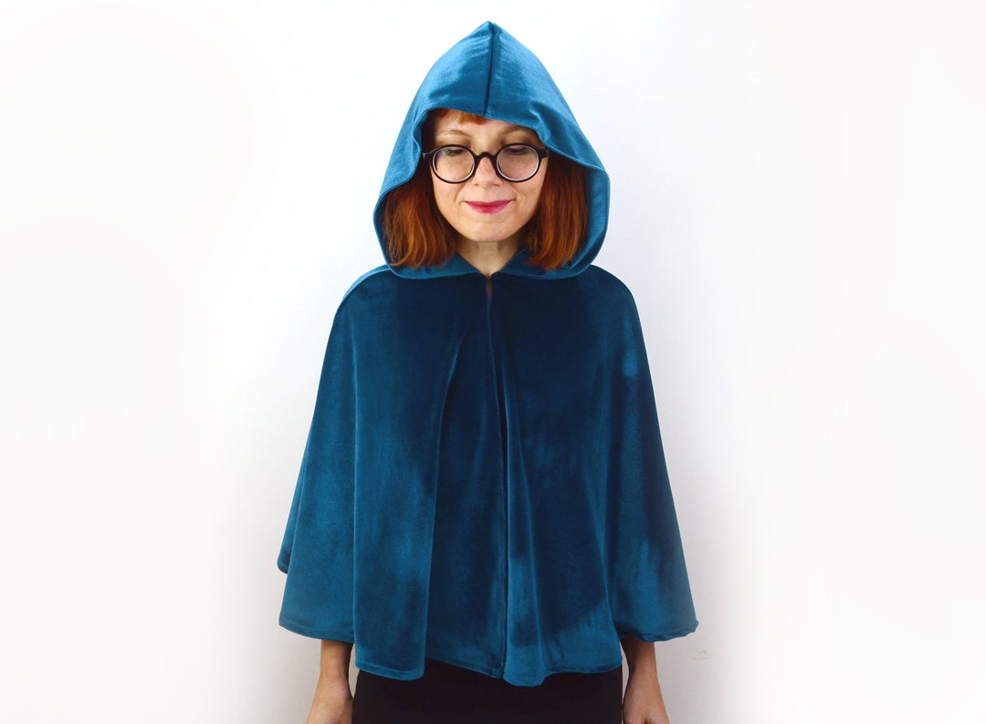 Teal Blue Velvet Hooded Cape With Lining - Etsy