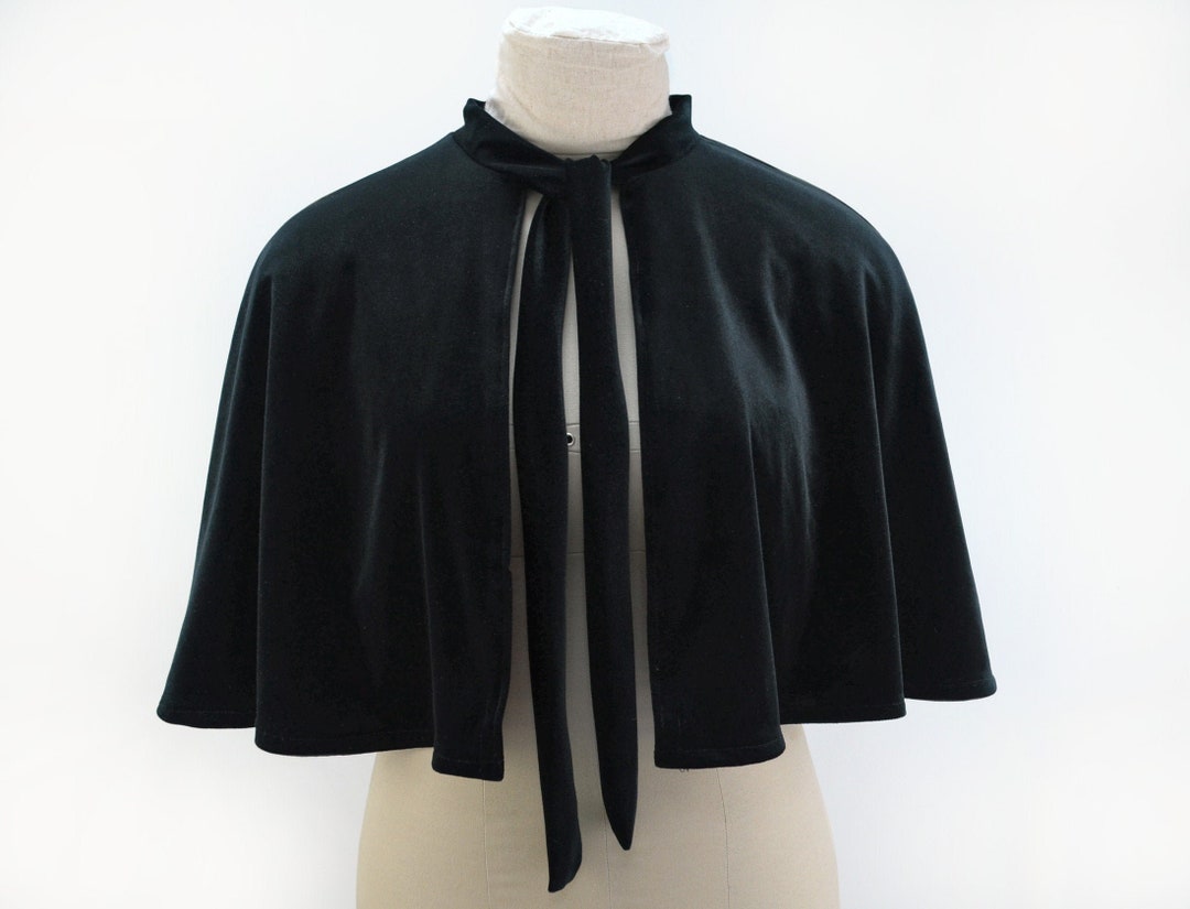 Black Velvet Capelet With Tartan Lining Short Cape - Etsy