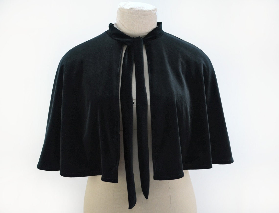 Black Velvet Capelet With Tartan Lining Short Cape - Etsy