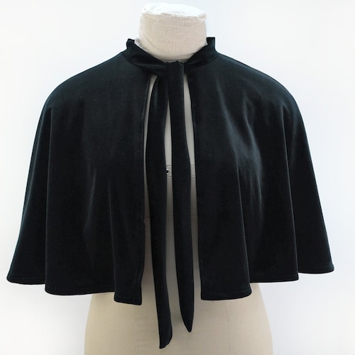 Black Velvet Capelet With Tartan Lining Short Cape - Etsy