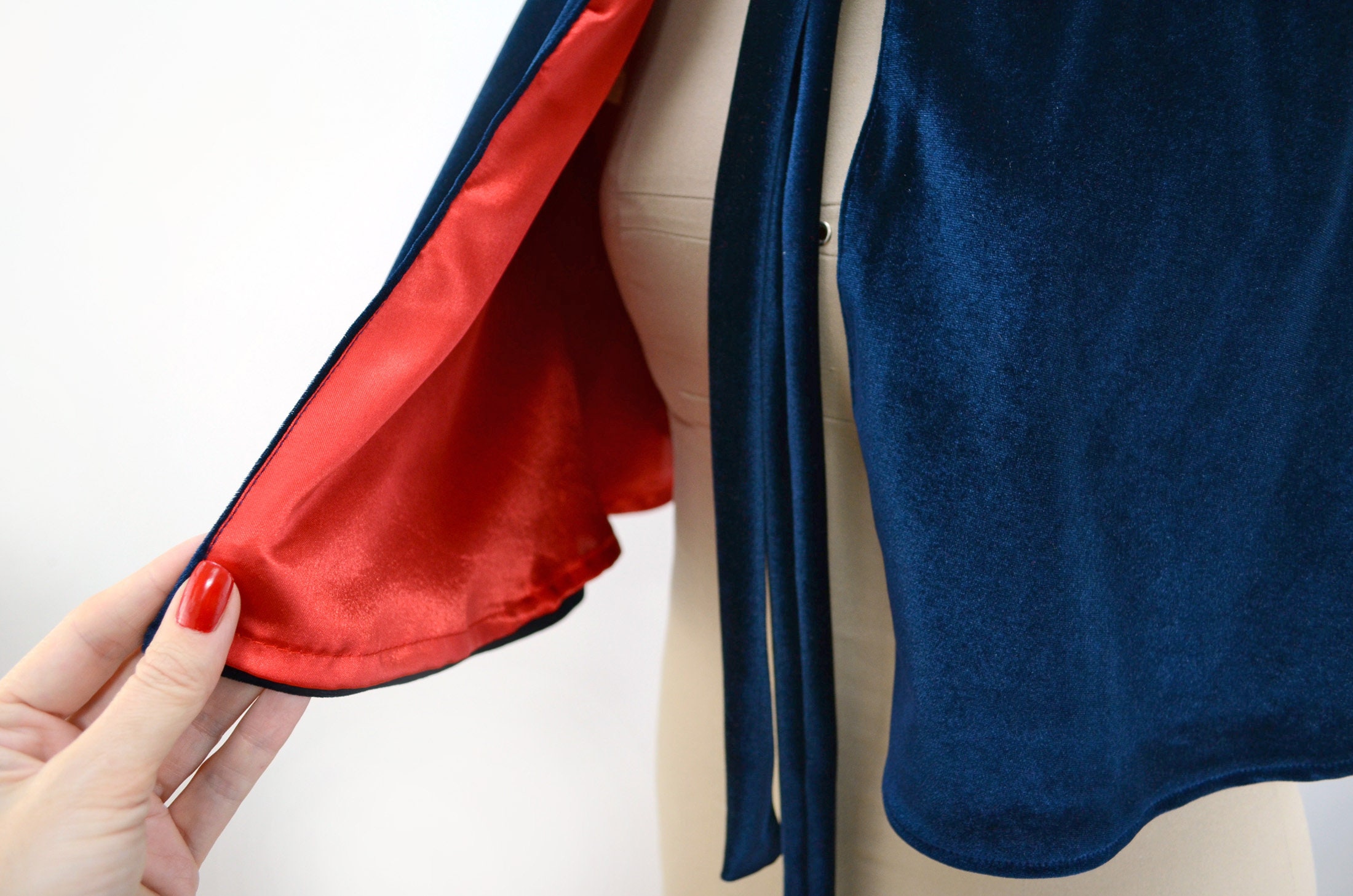 Navy Blue Velvet Capelet With Lining Cape - Etsy