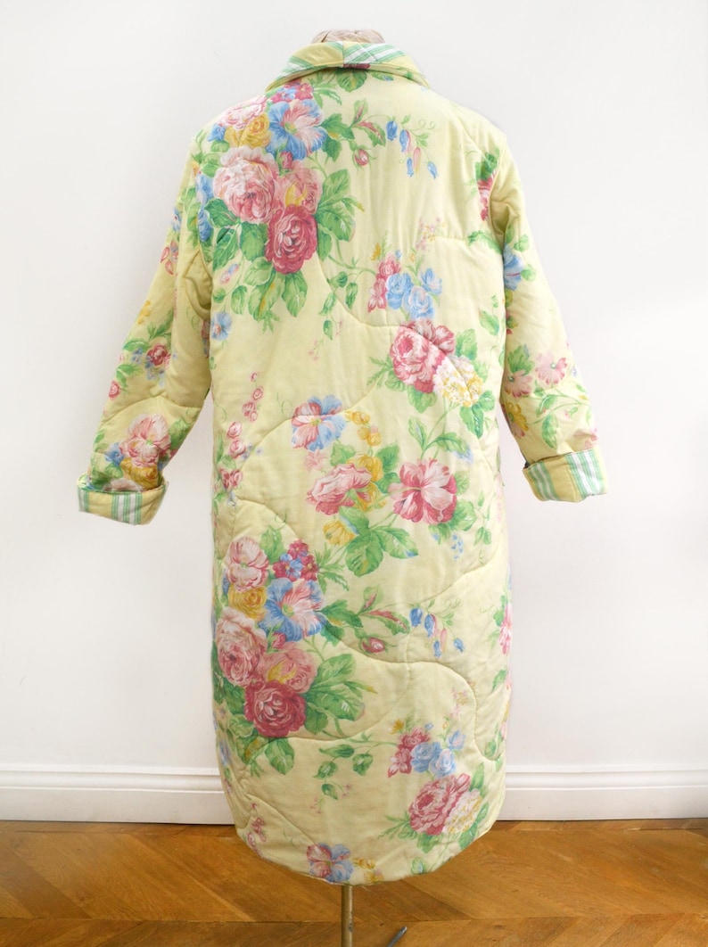 Yellow Floral Quilted Coat Made From Upcycled Vintage Bedspread ...