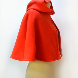 Red Fleece Cape With Hood. Short Cloak Over Coat - Etsy