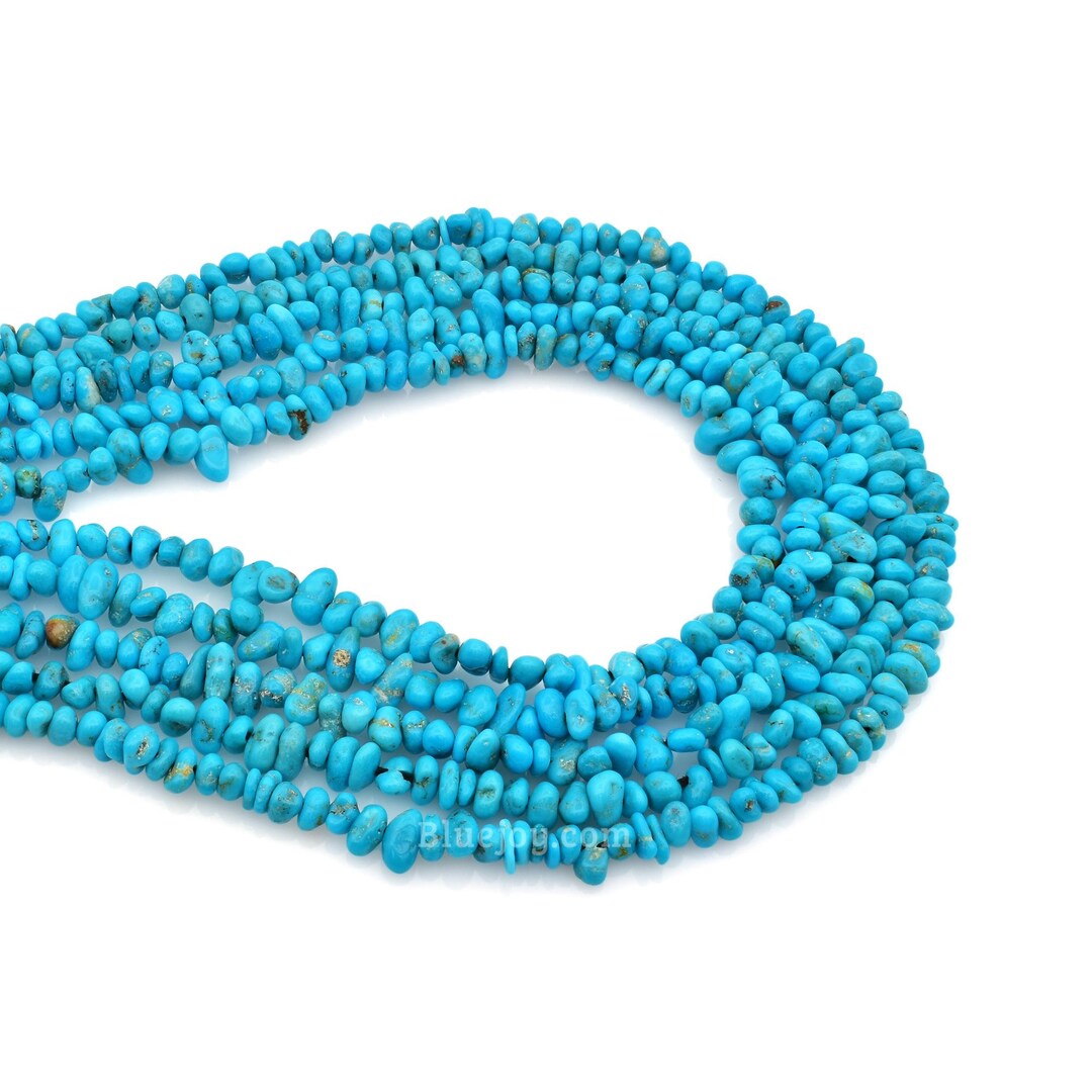 Bluejoy 4mm Natural Sleeping Beauty Turquoise Dainty Chip Bead 18-inch ...