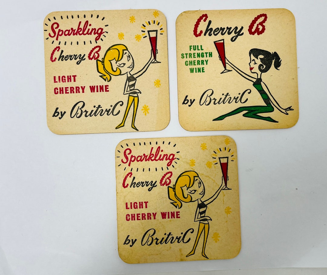 Vintage Coasters Beer Mats Bar Mats Cherry B Full Strength Cherry Wine ...