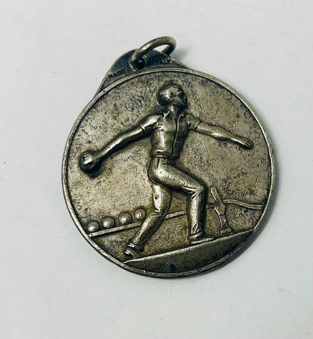 Vintage Medallion Medal Bowling Award With Embossed Bowler on Front and ...