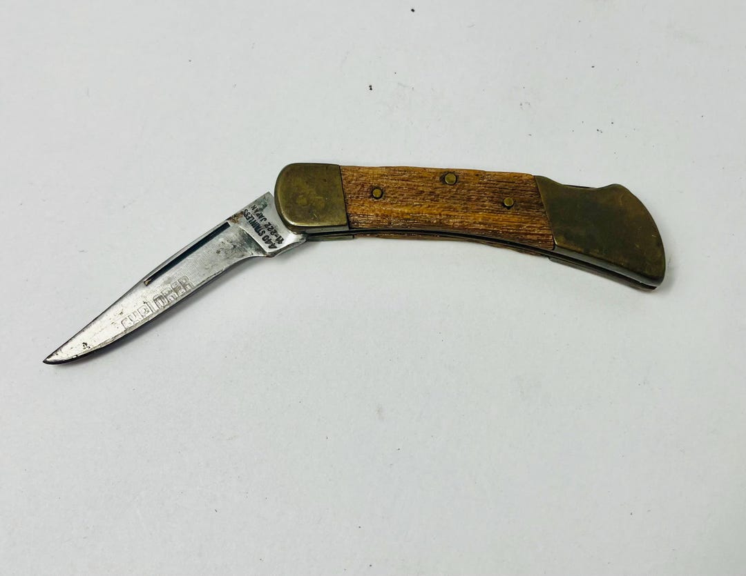 Vintage Edge Mark Explorer Pocket Knife, 440 Stainless Steel, Wood ...
