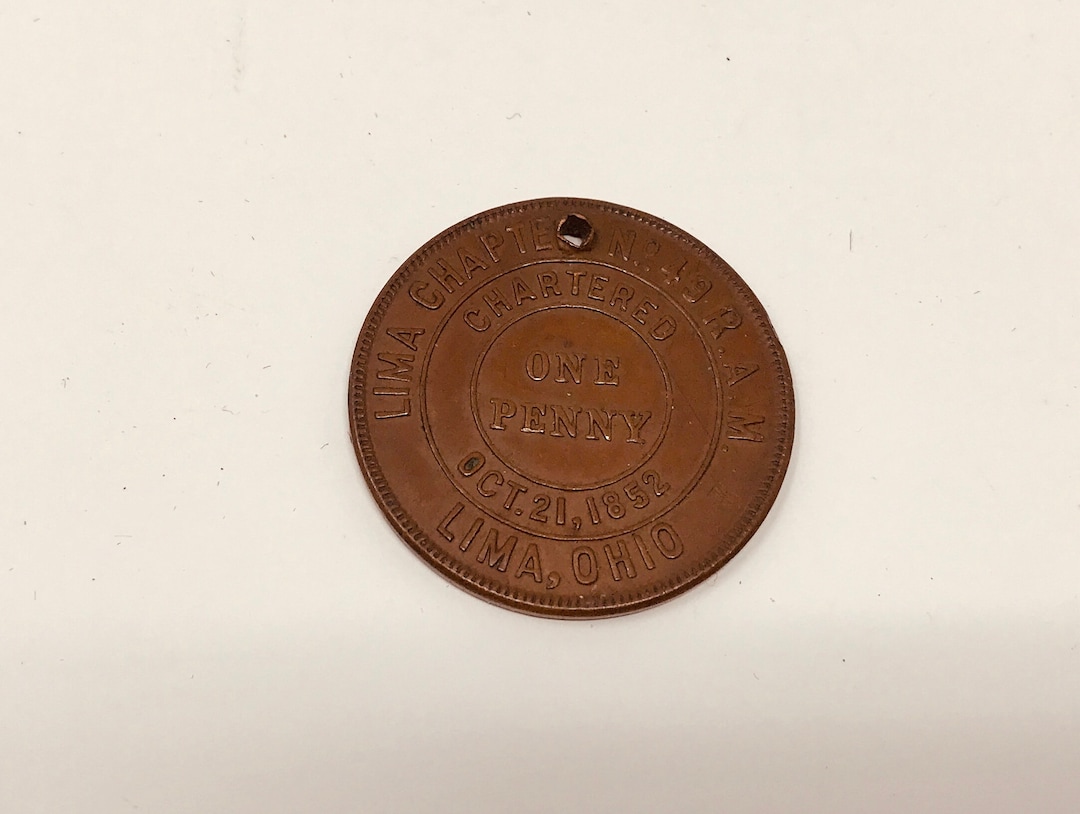 Vintage Masonic Coin Antique Royal Arch Masonic Coin One Penny Lima ...