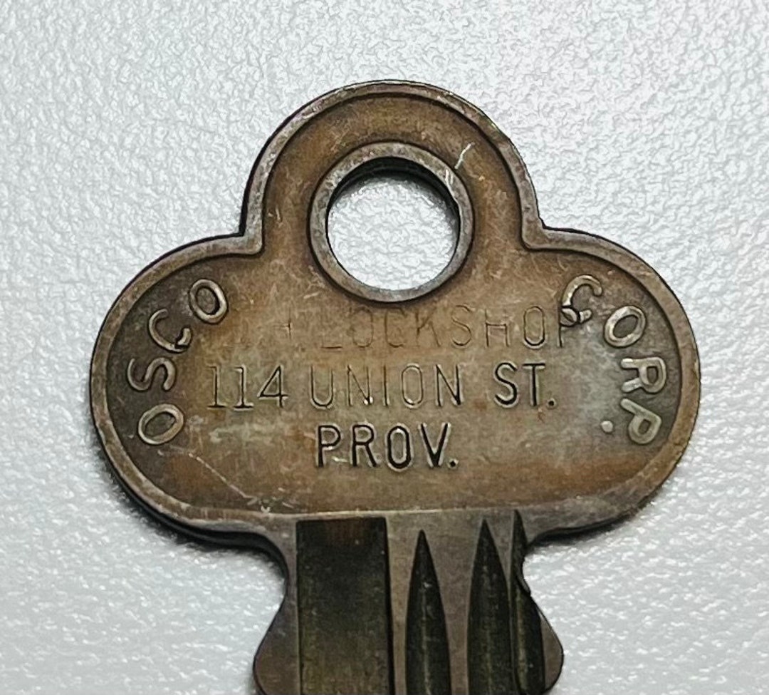 Vintage Brass Key OSCO Corp 101 EB Made in Usa Embossed With Address BH ...