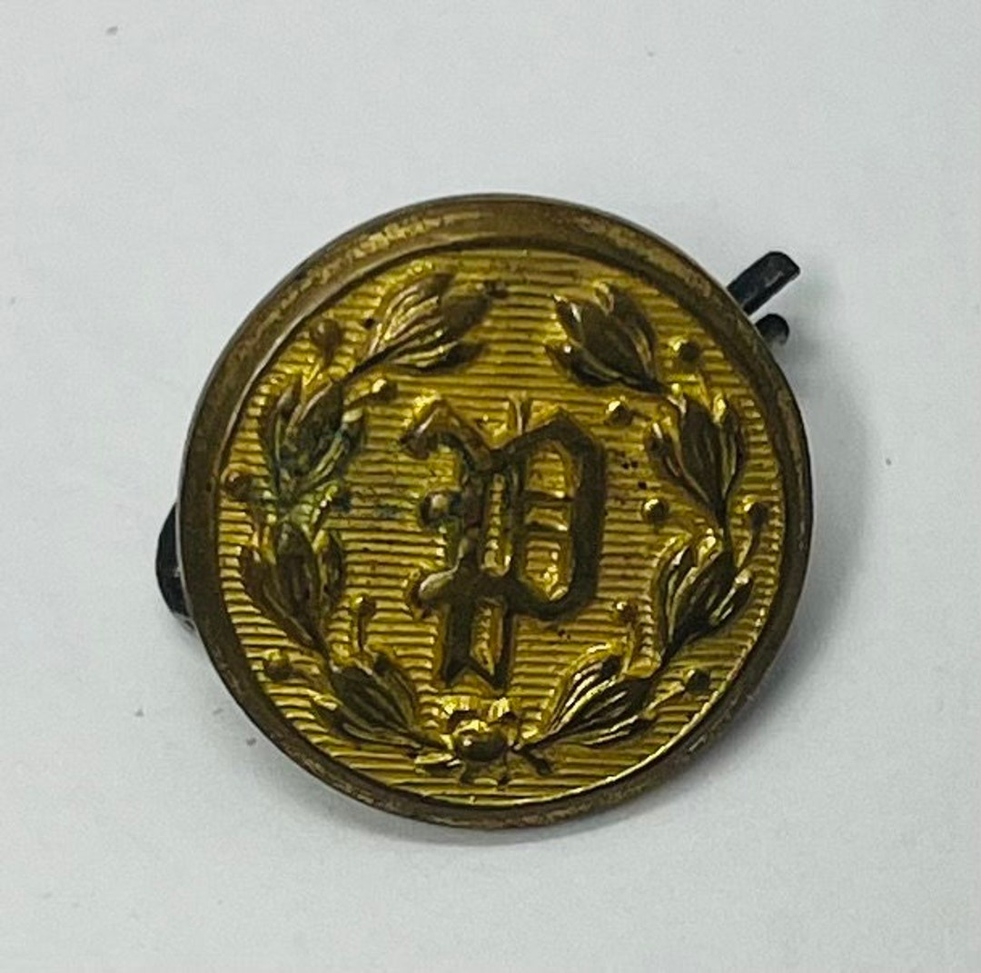 Vintage Brass Button With Letter P Surrounded by Floral Ring Research ...