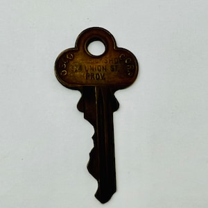 Vintage Brass Key OSCO Corp 101 EB Made in Usa Embossed With Address BH ...