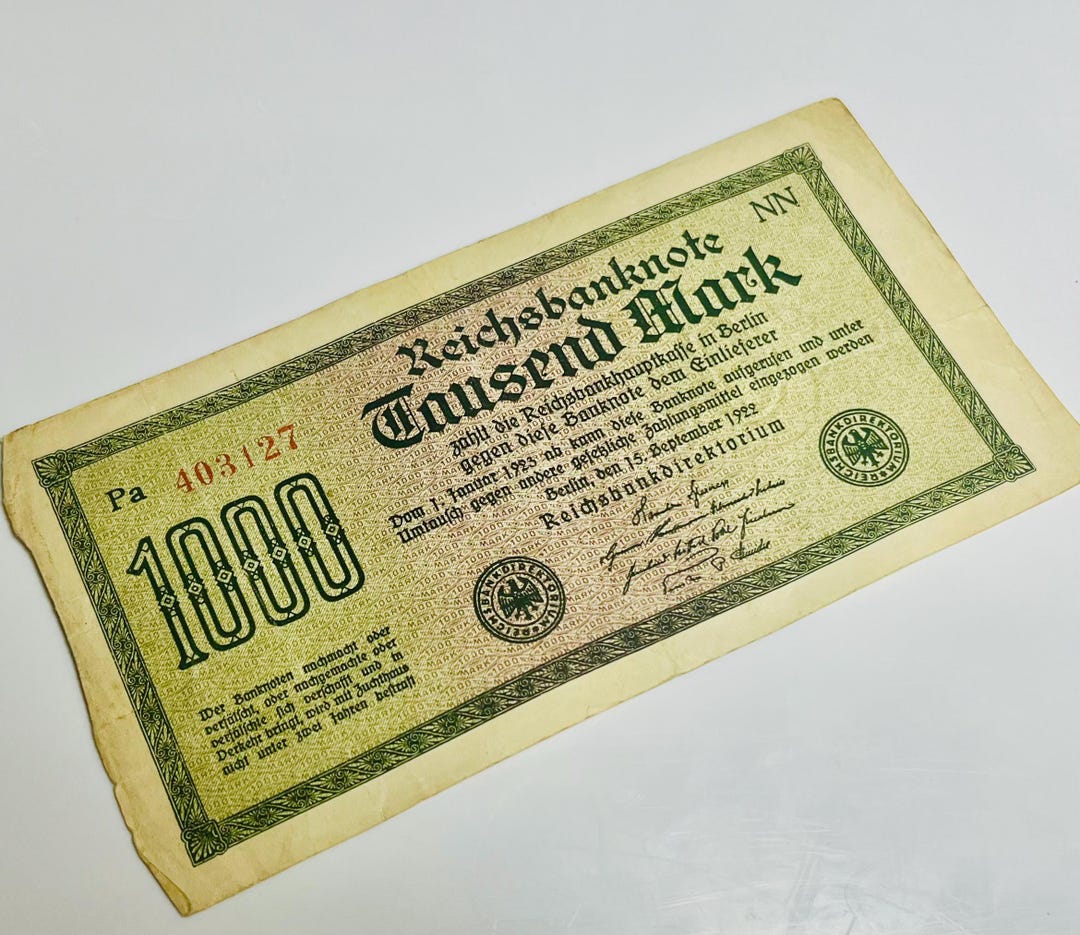 Vintage German Paper Money Reichsbanknote Thousand Mark Note Berlin ...