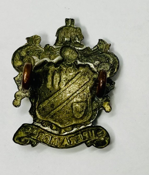 Vintage Hat badge, Collar Badge Insignia with motto "… - Gem