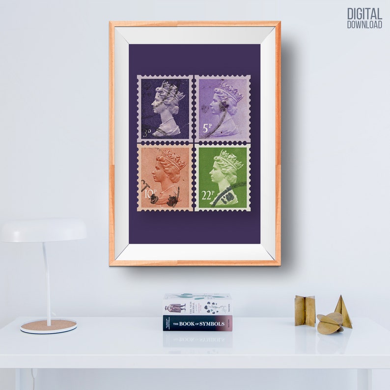 Printable Queen Elizabeth Stamp, Vintage Postage Stamp Poster, Portrait ...