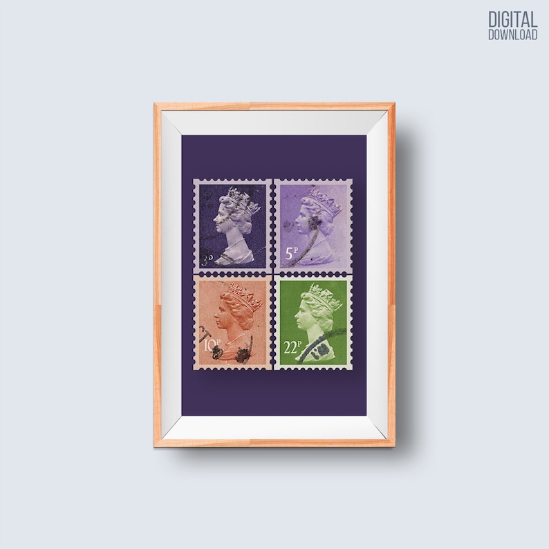Printable Queen Elizabeth Stamp Vintage Postage Stamp Poster - Etsy