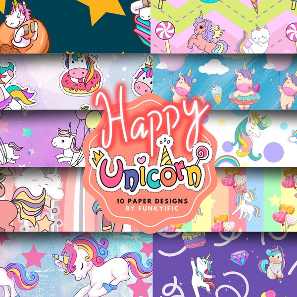 Unicorn Digital Paper - Etsy