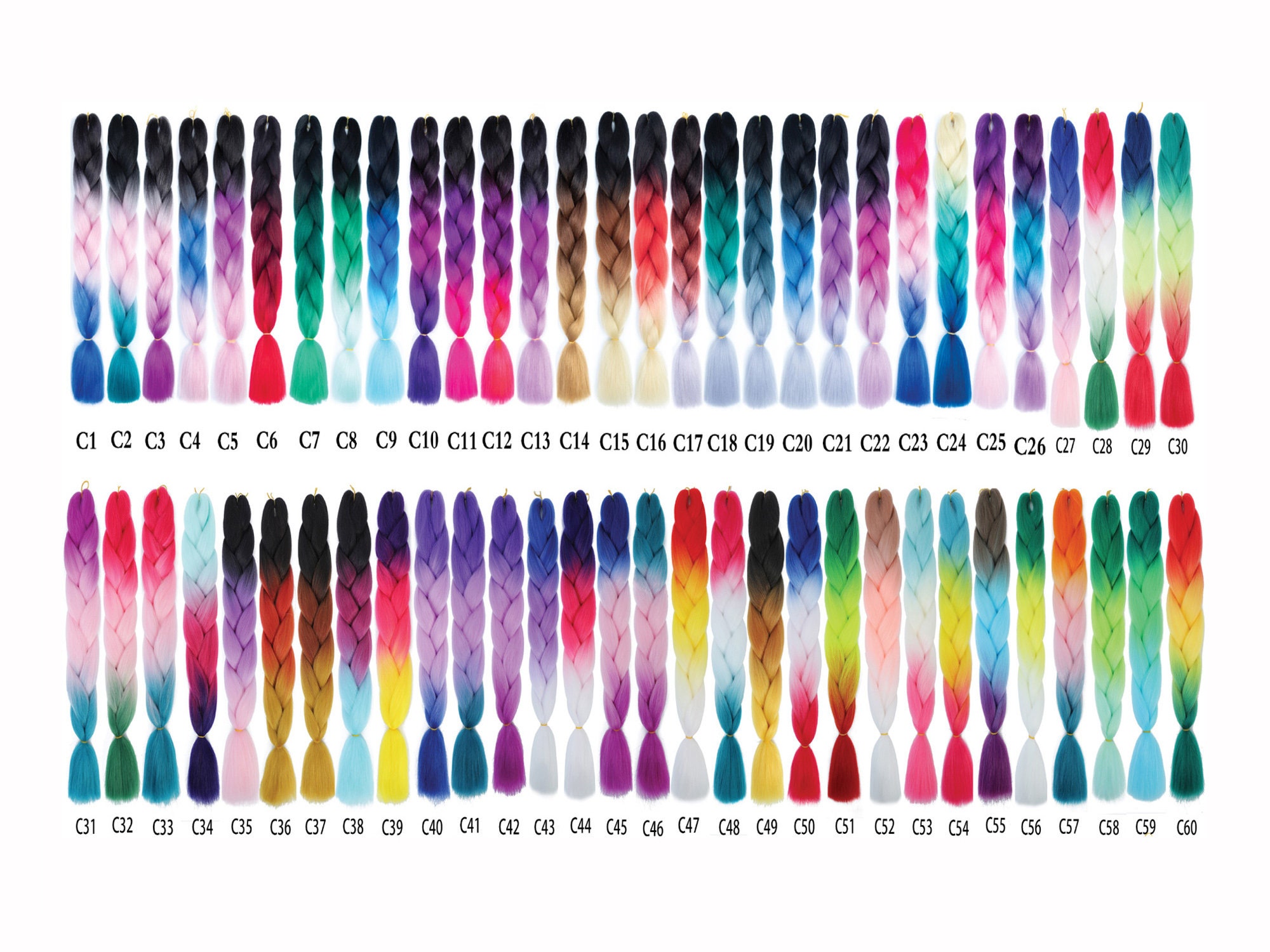 12 PACKS Fancy & Highlight 255 Colors High Quality 24 Inch Synthetic ...