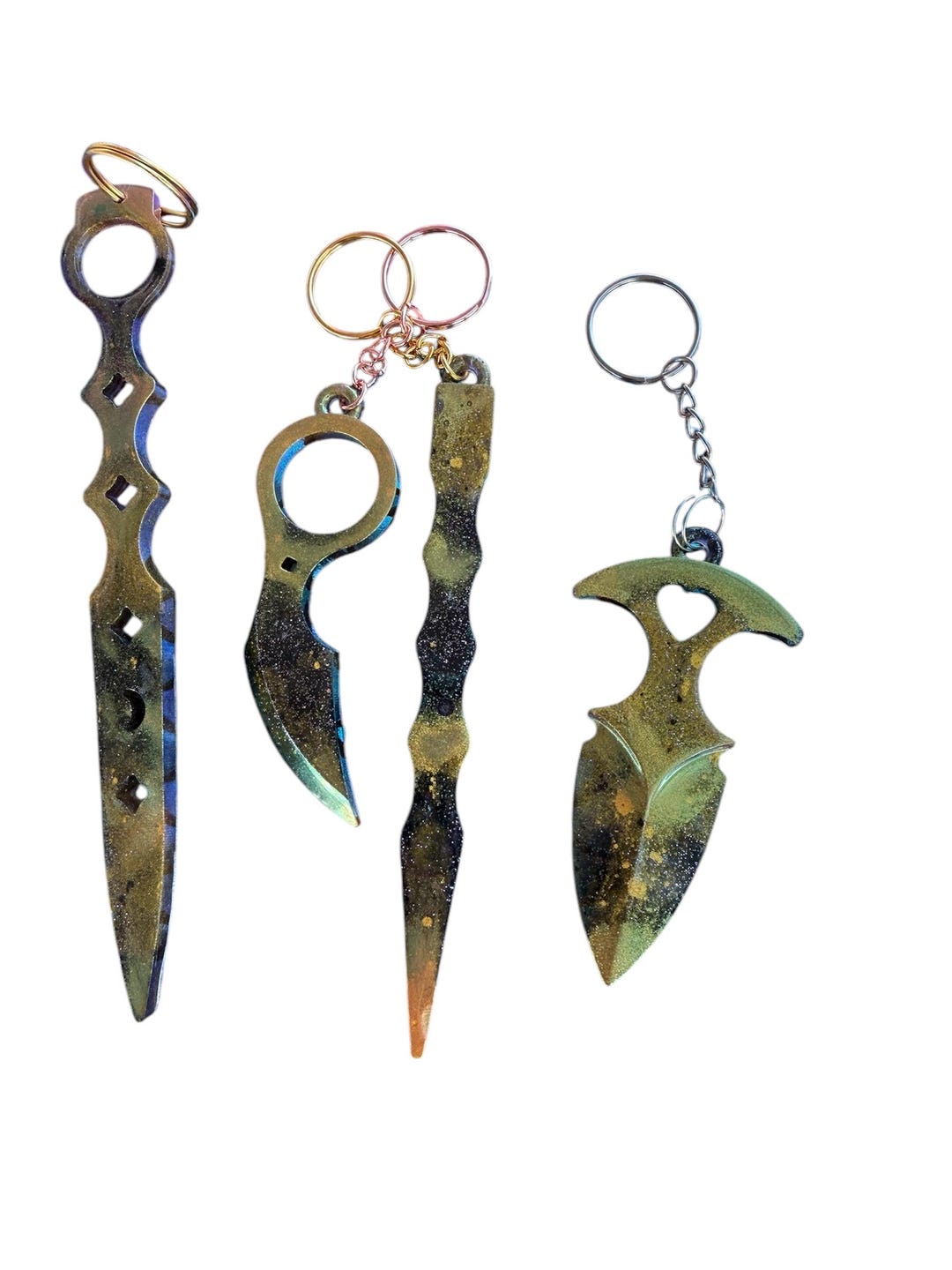 Customizable Epoxy Resin Dagger Keychains Set of 4 - Etsy