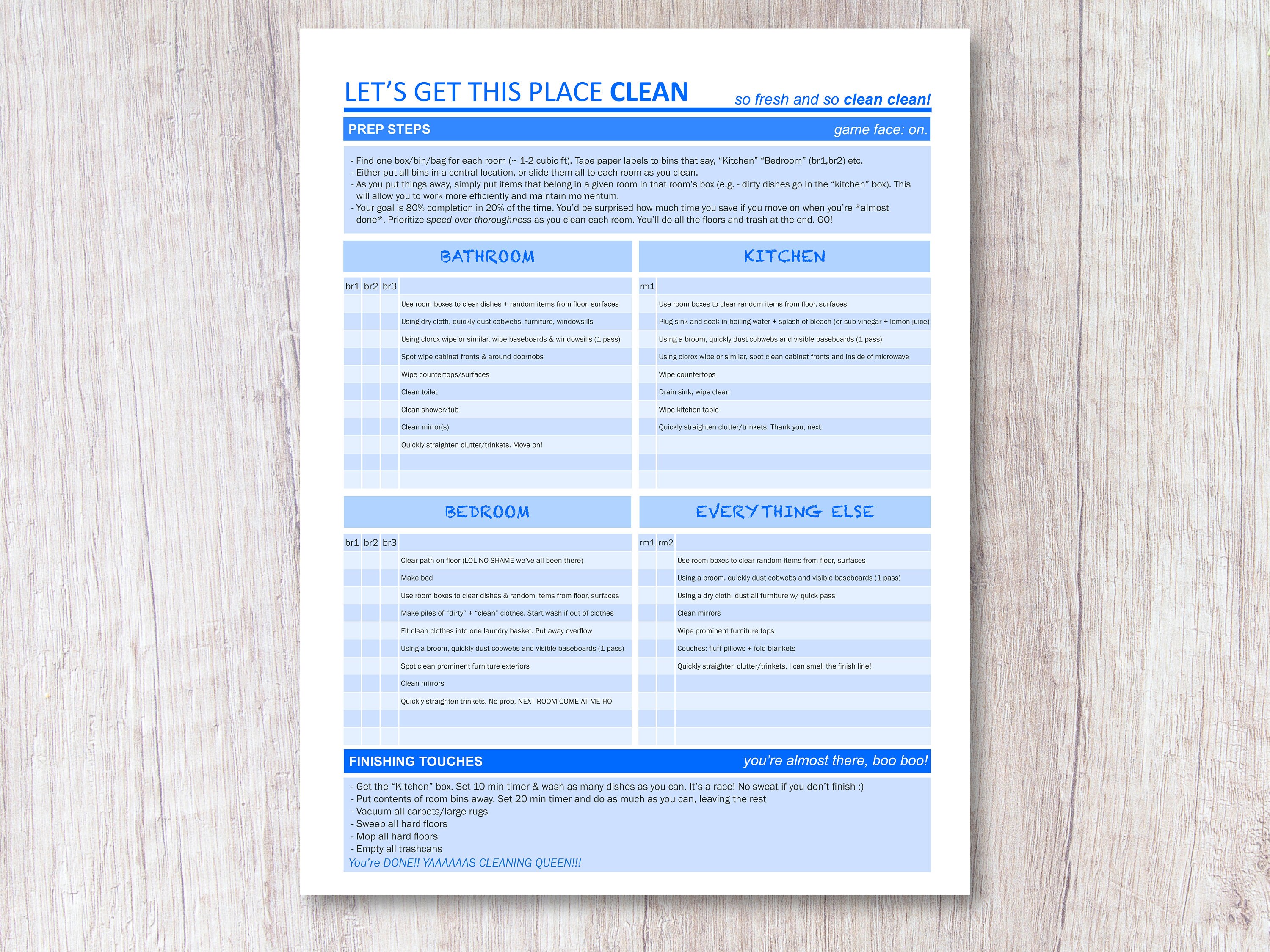 Whole House Speed Cleaning Checklist|cleaning List|cleaning Checklist ...