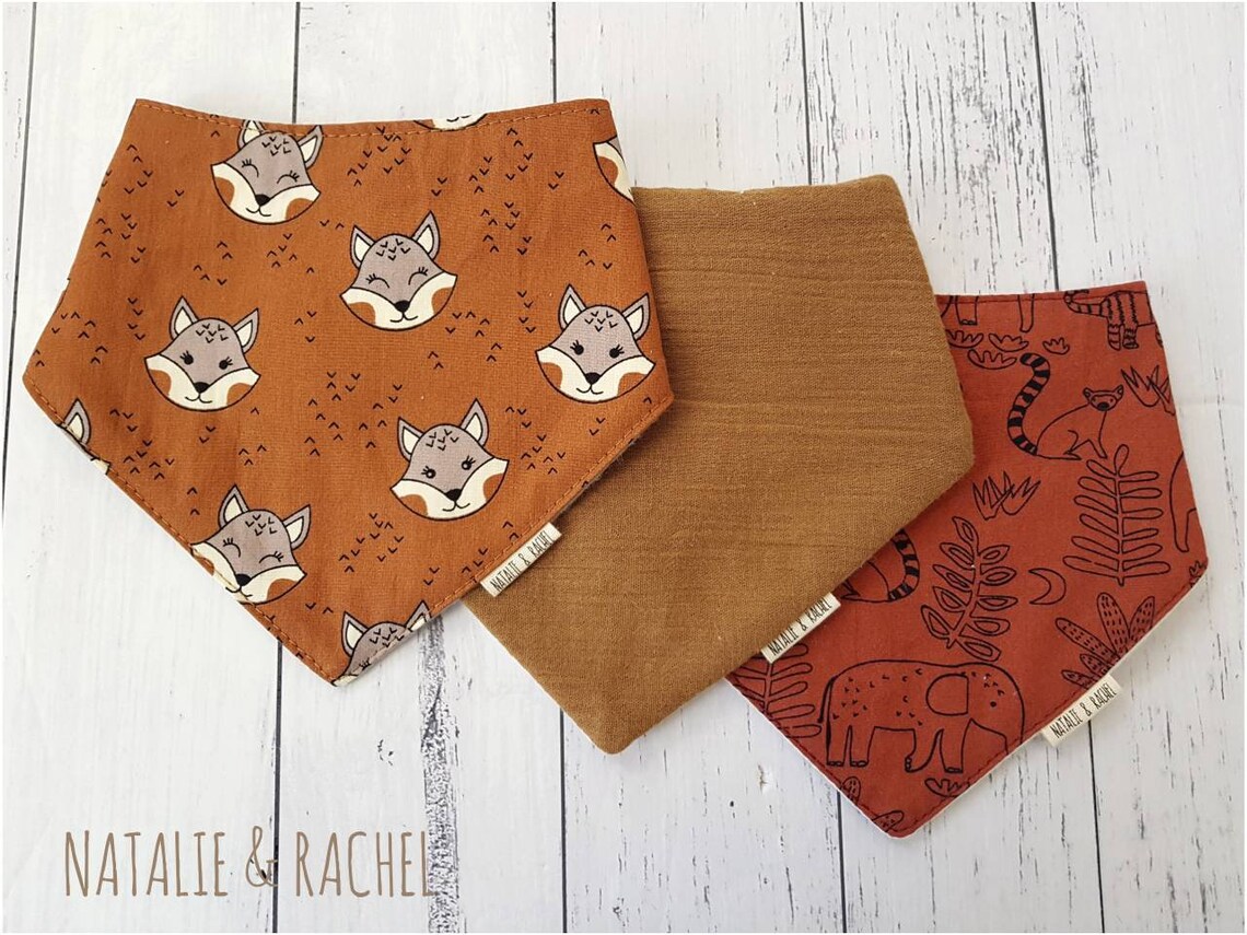 Set of 3 Bibs Fox Animals Bandana Bibs Dribble Bibs Baby - Etsy