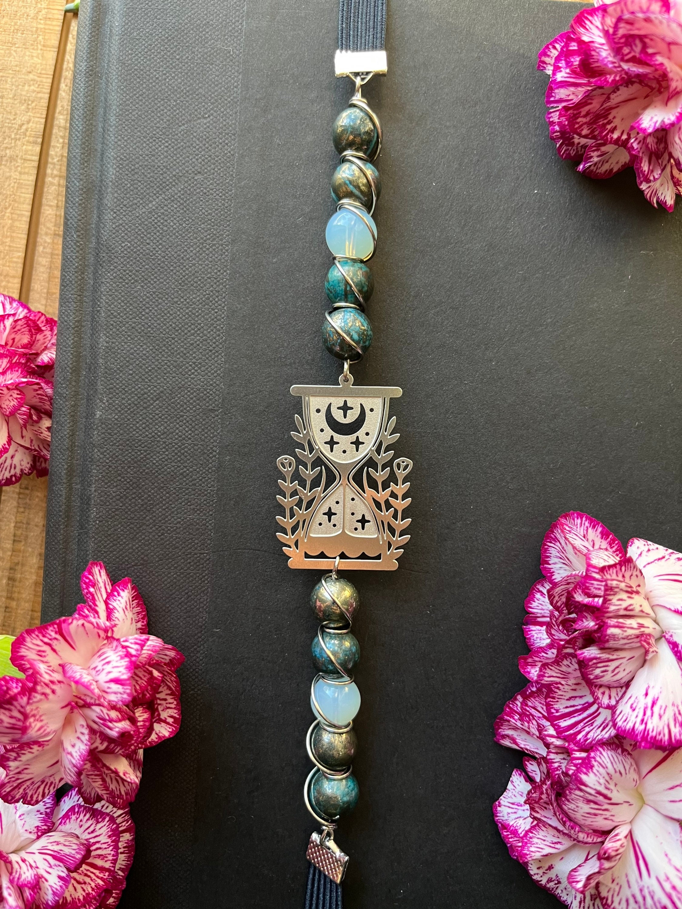 Mystic Hourglass Bookmark • Navy Blue Book Thong • Opalite & Blue ...