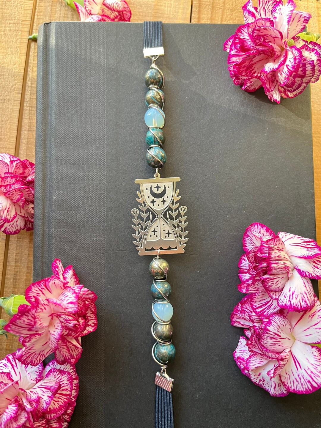 Mystic Hourglass Bookmark • Navy Blue Book Thong • Opalite & Blue ...