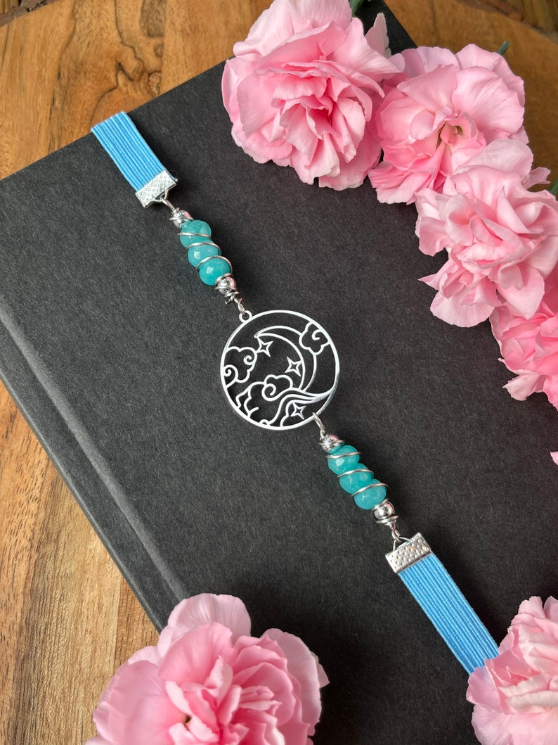 Blue Jade Night Sky Bookmark • Stars and Moon Bookmark • Sky Blue Book ...