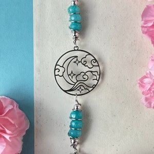 Blue Jade Night Sky Bookmark • Stars and Moon Bookmark • Sky Blue Book ...