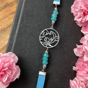 Blue Jade Night Sky Bookmark • Stars and Moon Bookmark • Sky Blue Book ...
