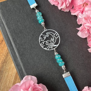 Blue Jade Night Sky Bookmark Stars and Moon Bookmark Sky | Etsy