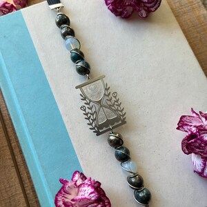 Mystic Hourglass Bookmark • Navy Blue Book Thong • Opalite & Blue ...