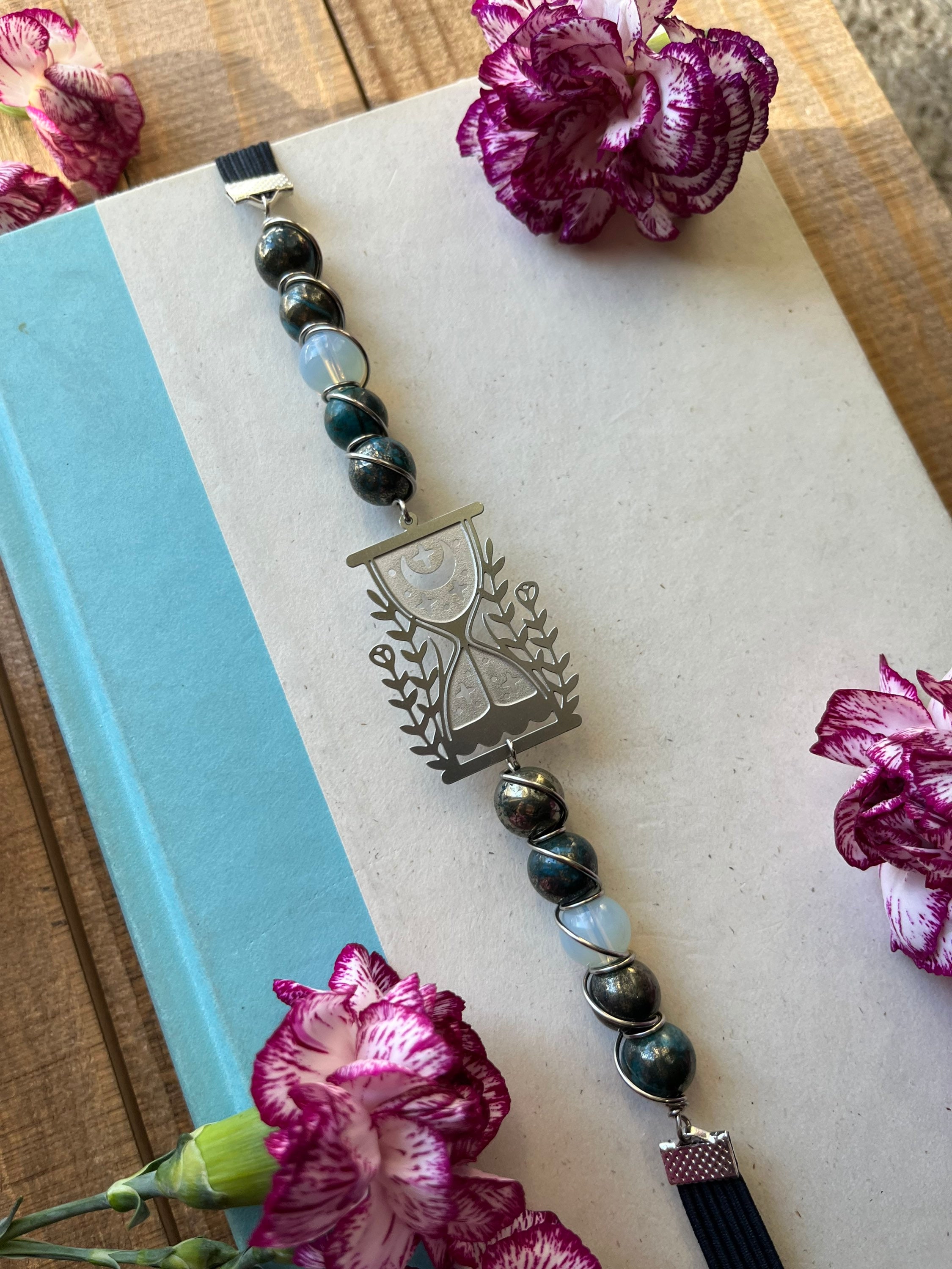 Mystic Hourglass Bookmark • Navy Blue Book Thong • Opalite & Blue ...
