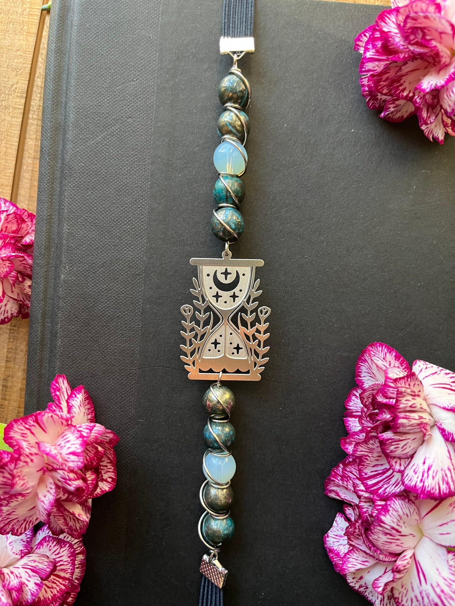 Mystic Hourglass Bookmark • Navy Blue Book Thong • Opalite & Blue ...