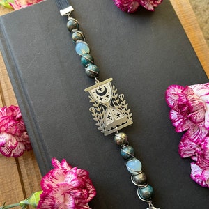 Mystic Hourglass Bookmark • Navy Blue Book Thong • Opalite & Blue ...