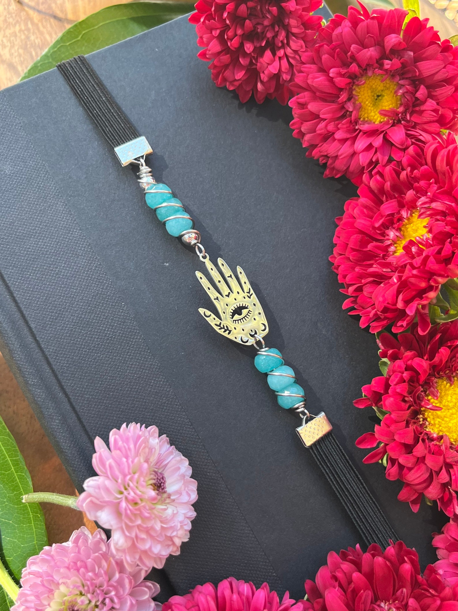 Blue Jade Hamsa Hand Bookmark • Evil Eye Bookmark • Hand of Fatima ...
