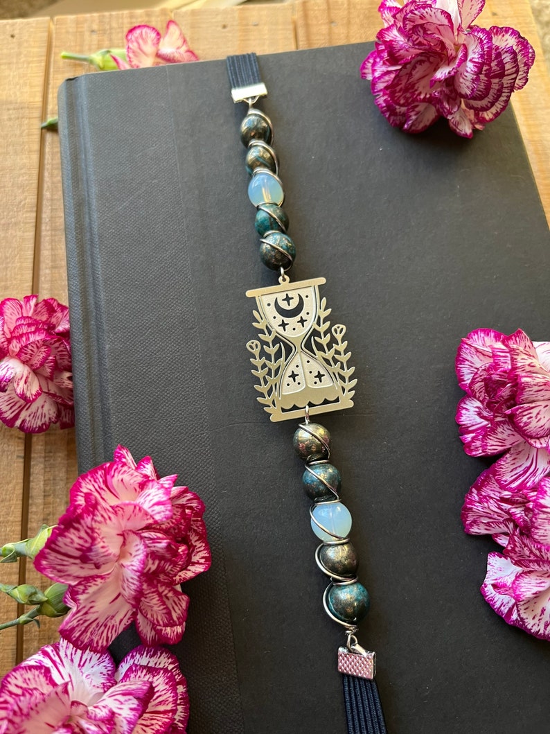 Mystic Hourglass Bookmark • Navy Blue Book Thong • Opalite & Blue ...