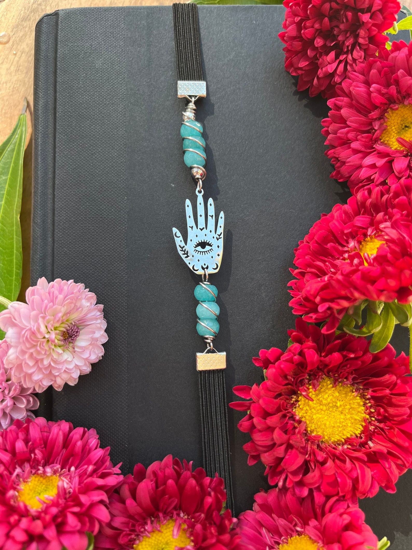 Blue Jade Hamsa Hand Bookmark • Evil Eye Bookmark • Hand of Fatima ...