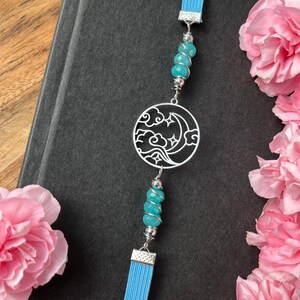 Blue Jade Night Sky Bookmark • Stars and Moon Bookmark • Sky Blue Book ...