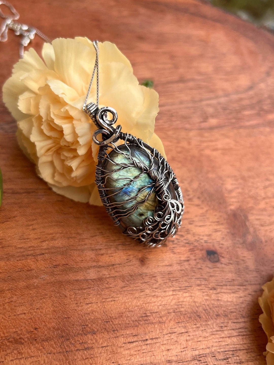 Blue Labradorite Tree of Life Pendant • Flashy Labradorite Tree of Life ...
