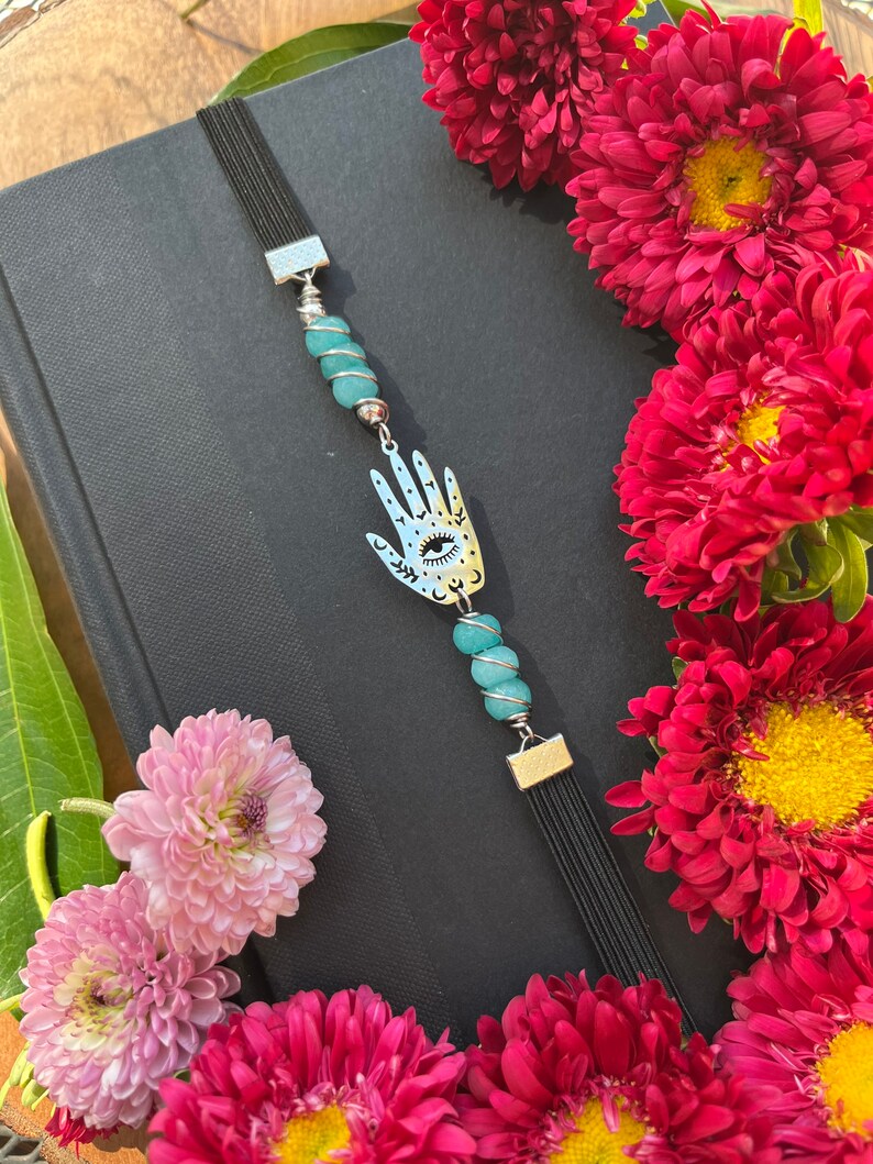 Blue Jade Hamsa Hand Bookmark • Evil Eye Bookmark • Hand of Fatima ...