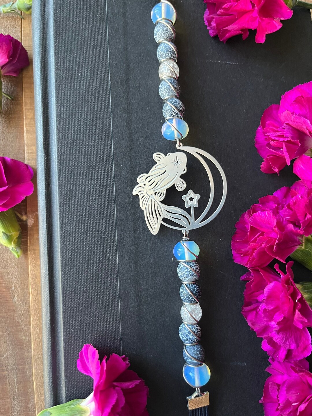 Mystic Moon Koi Fish Blue Crystal Bookmark Blue Koi Fish Bookmark ...