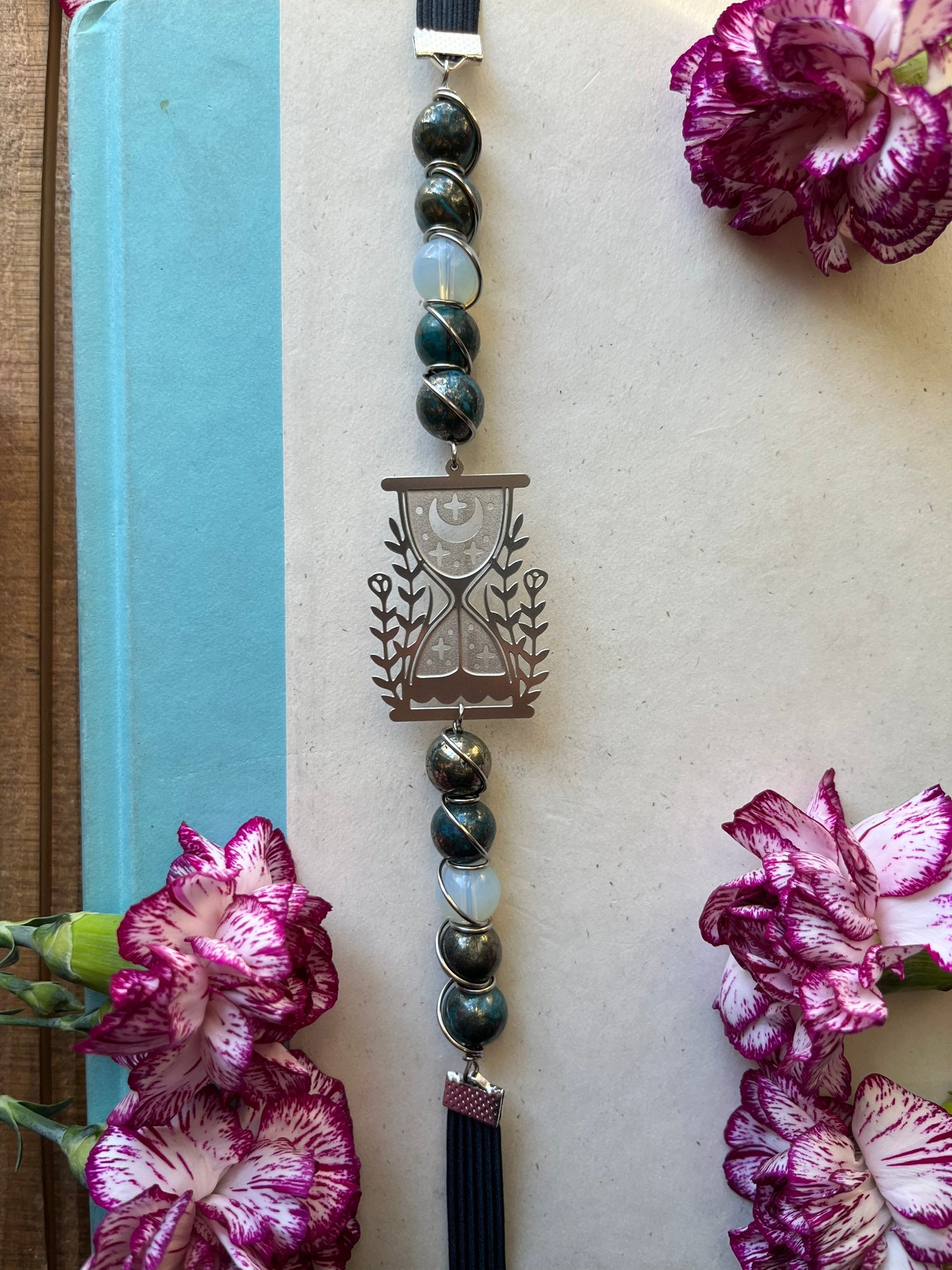 Mystic Hourglass Bookmark • Navy Blue Book Thong • Opalite & Blue ...