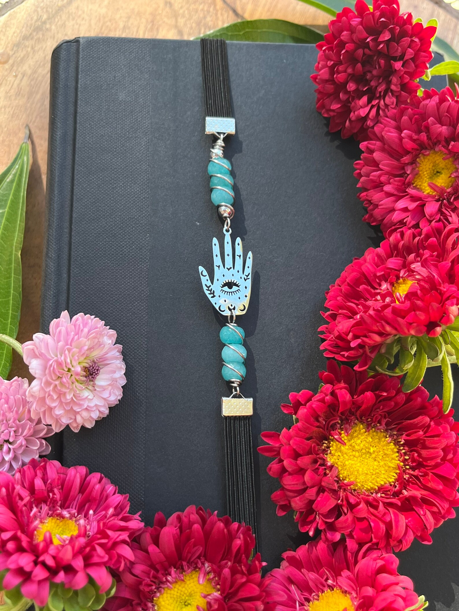 Blue Jade Hamsa Hand Bookmark • Evil Eye Bookmark • Hand of Fatima ...