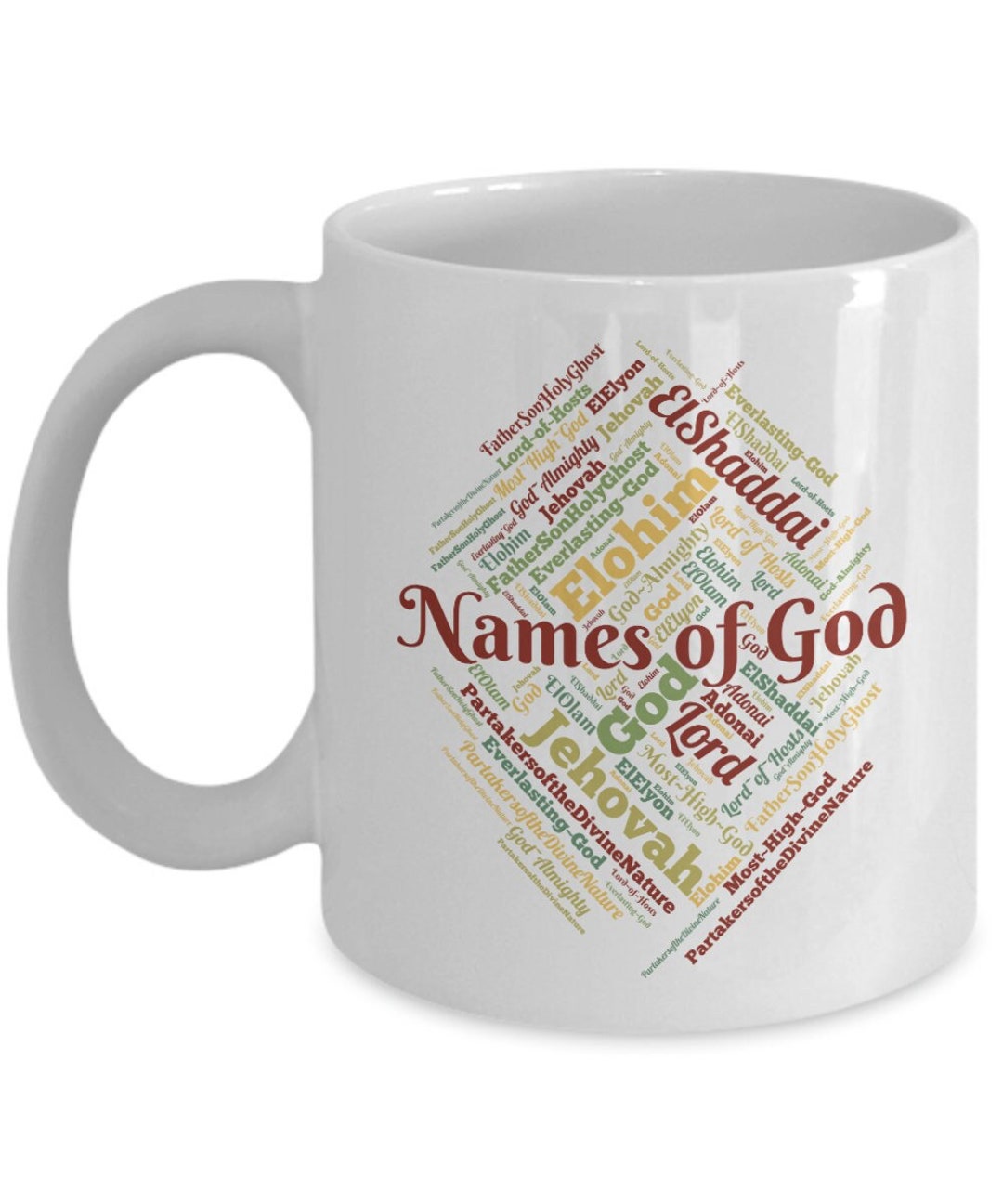 Names of God Mug| Word Salad Mug| Christian Mug Design| Christian ...