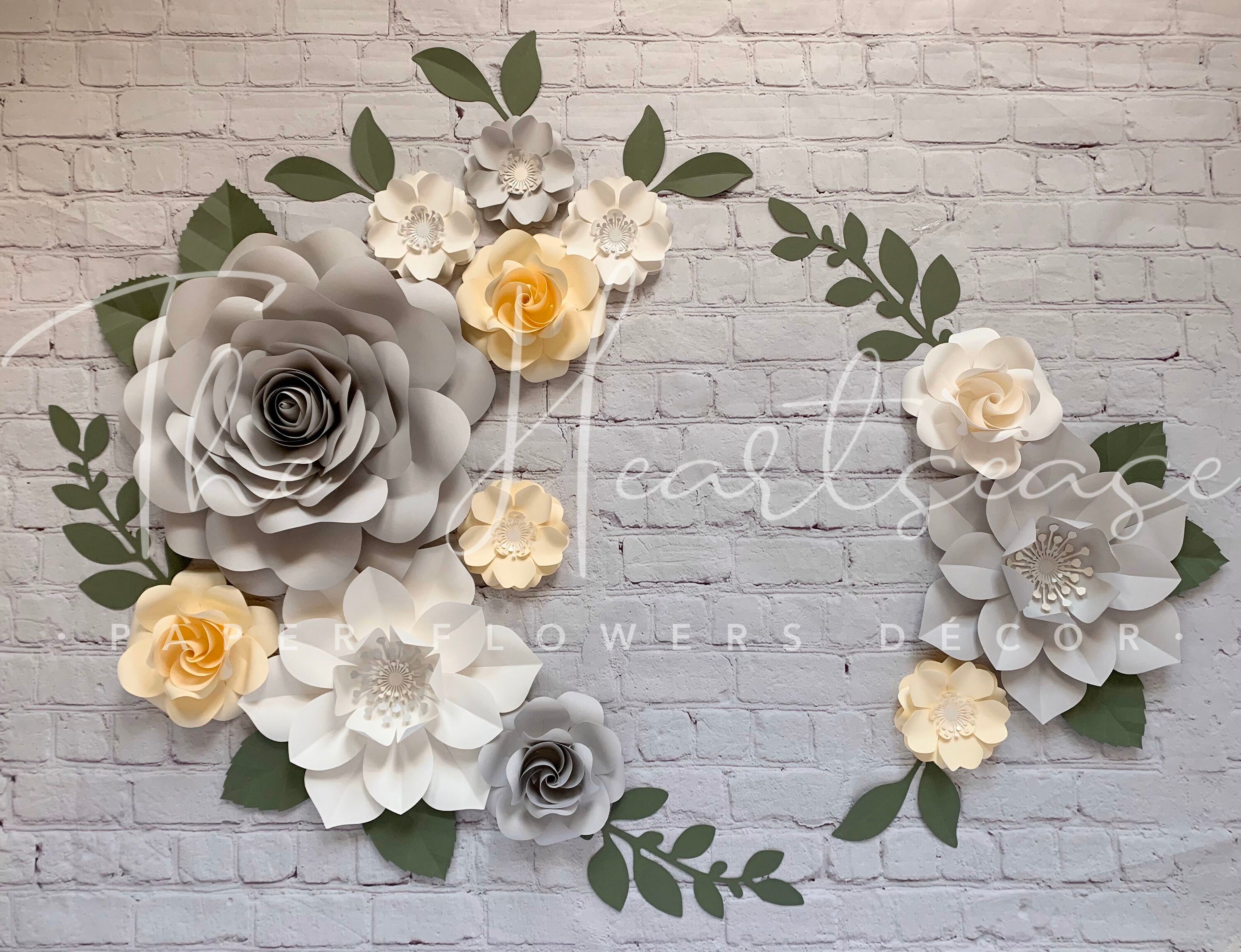 Yellow and Gray Paper Flowers Set of 12 Paper Flowers Pale - Etsy