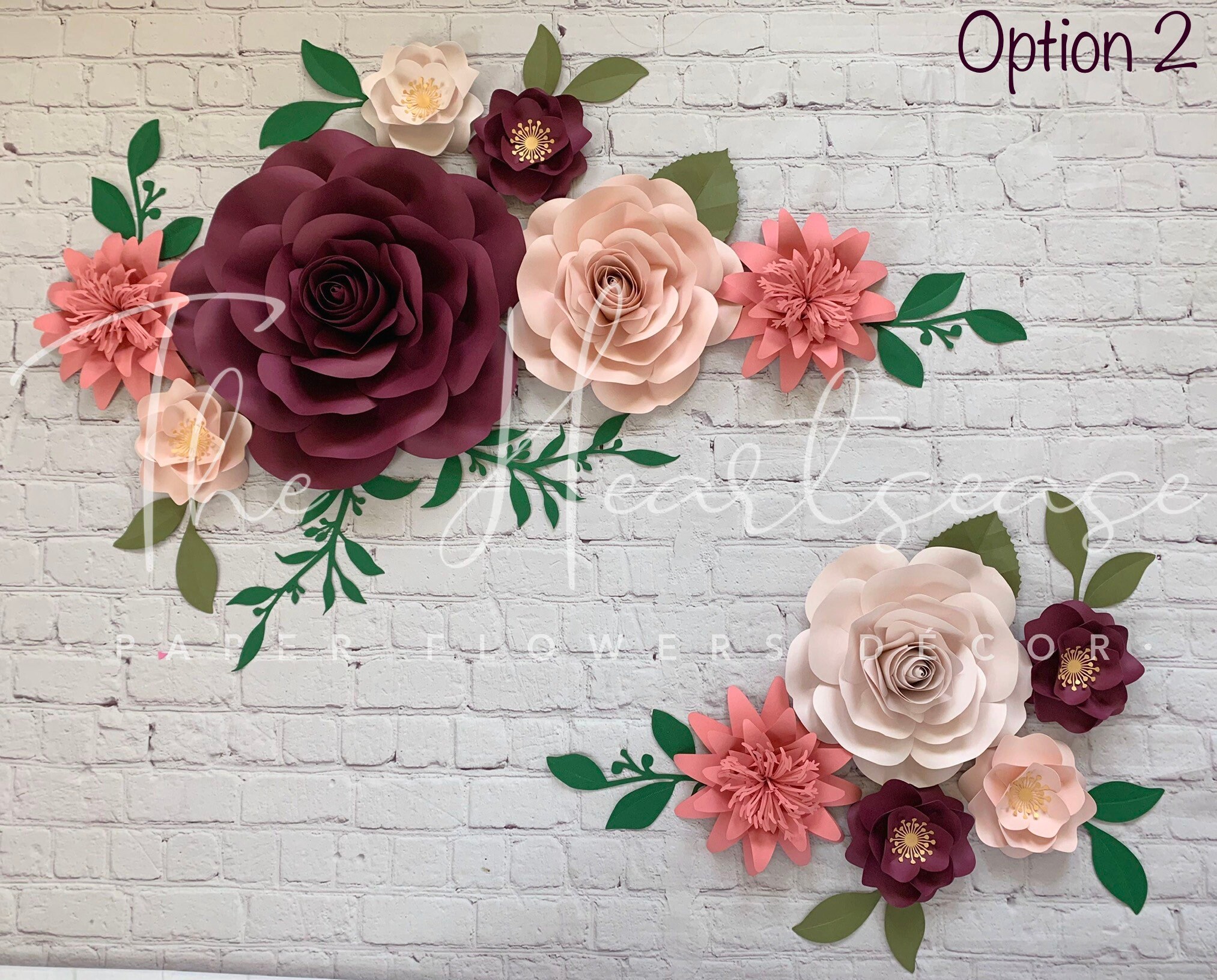 Burgundy and Blush Paper Flowers Decor Set of 12 Paper | Etsy