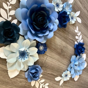 All Blue Paper Flowers Wall Decor Set of 12 Paper Flowers Sky Blue and ...