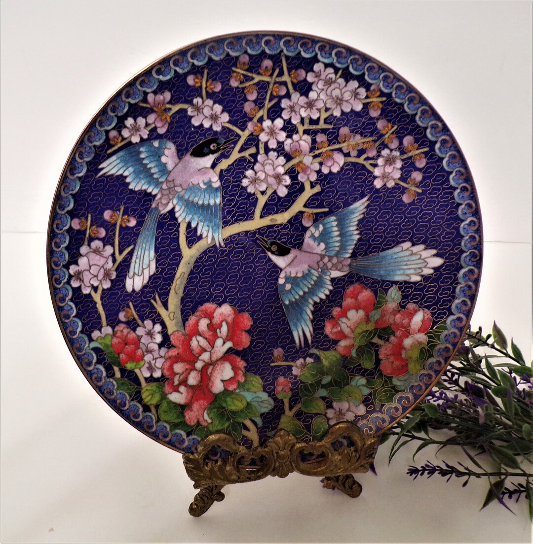 The Azure-winged Magpie Authentic Cloisonne Bird Plate by Master Jiang ...