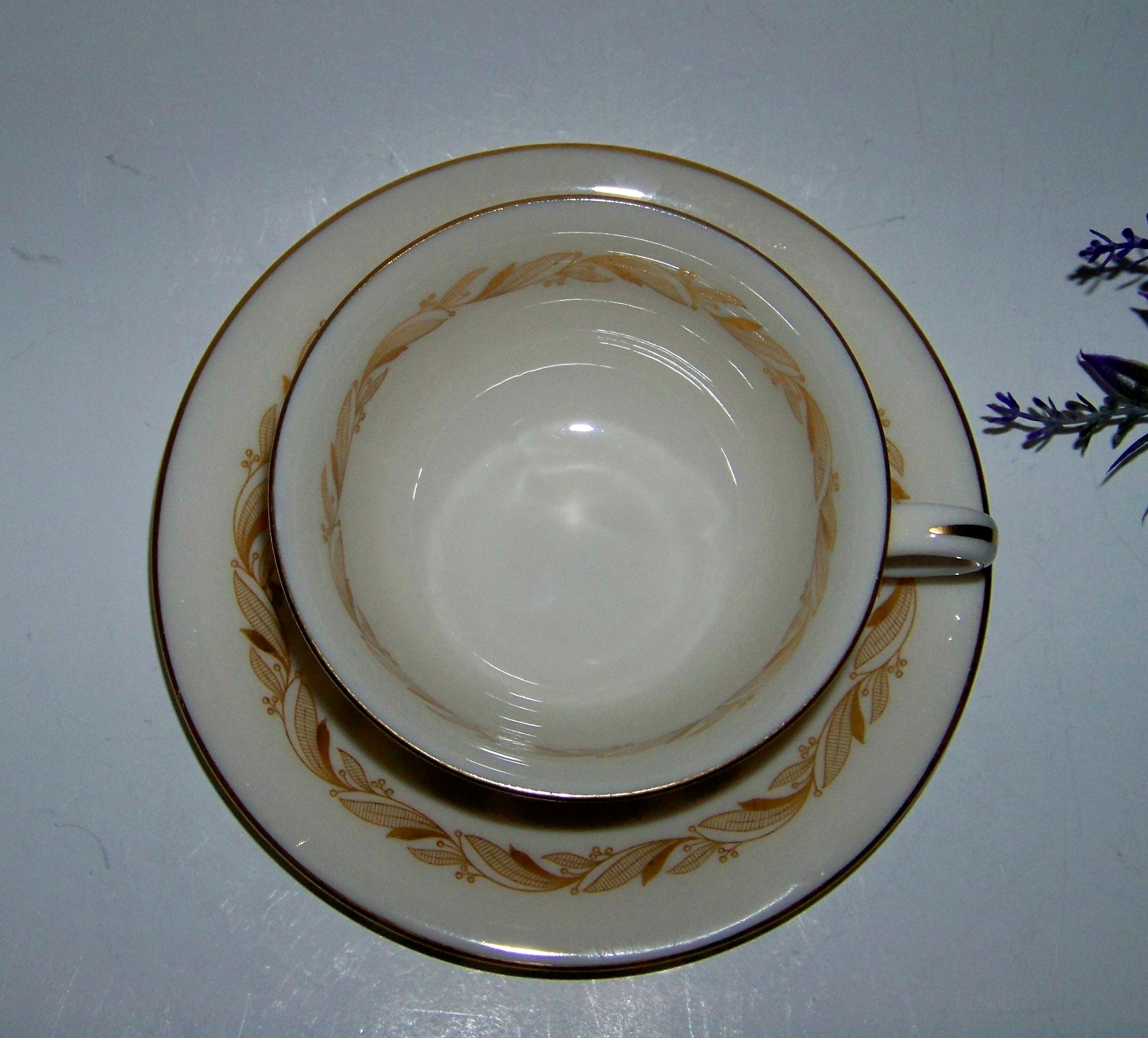 Vintage Castleton China USA Inner Gold Leaf Carlton Footed - Etsy