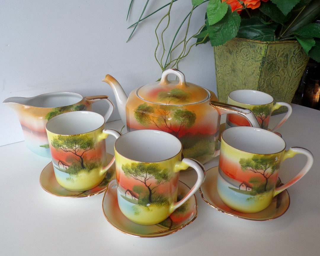 Vintage Beautiful Hand-painted Noritake Bone China Tea Set Japan - Etsy